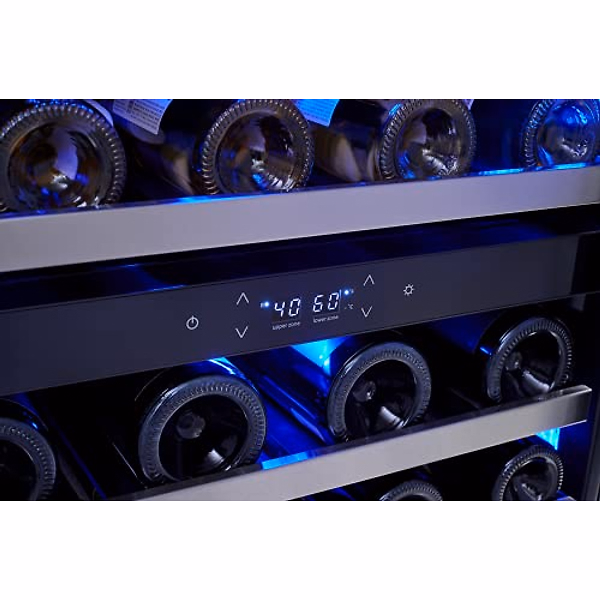 Zephyr Presrv 24" Wine Fridge ADA Dual Zone Under Counter - Countertop Mini Wine Cooler Cellars Small Cabinet Wine Refrigerator Home Bar Chiller Freestanding with Glass Door - 37 Bottles 750ml