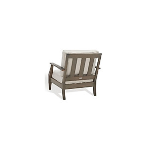 SAFAVIEH Outdoor Couture Collection Martinique Light Grey/Beige Solid Wood Patio Armchair with Pillow