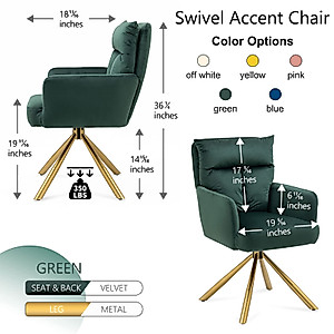 Homedot Modern Home Office Chair Swivel with Armrest Upholstered Accent Chair Soft Velvet Living Room Chair Comfortable Cushion Seated Leisure Chair with Backrest for Home,Office