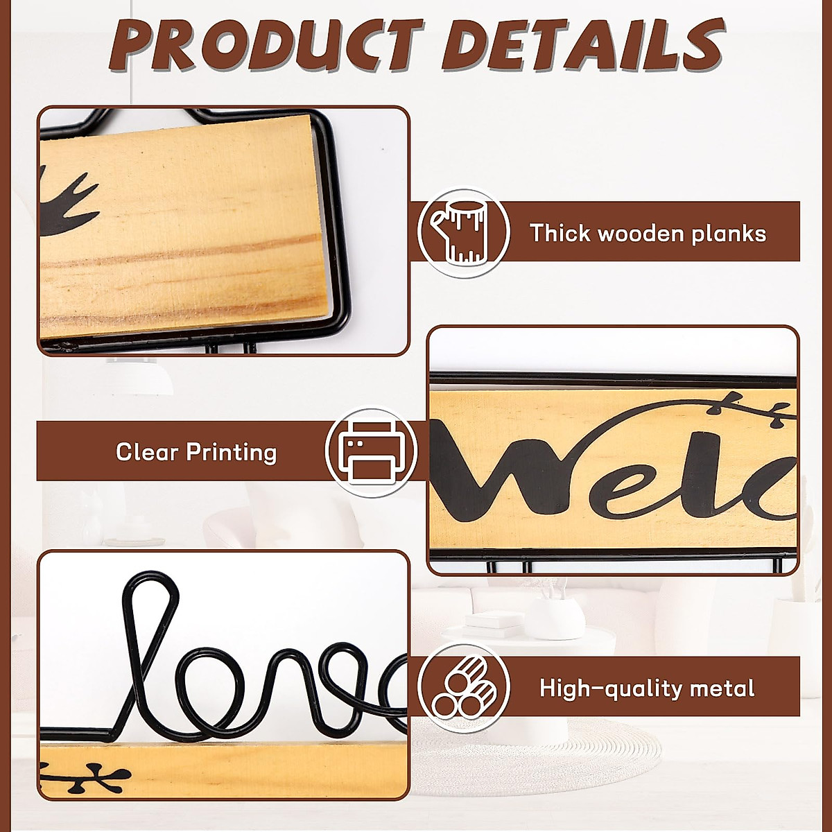 Betinyar 2 Pack Wood Coat Rack Wall Mount, Wall Coat Hangers for Entryway, Key Holder for Wall, Wood Wall Coat Rack with 5 Hooks, Key Rack for Coat Hat Bag Key Storage Organizer(Black+Gold)