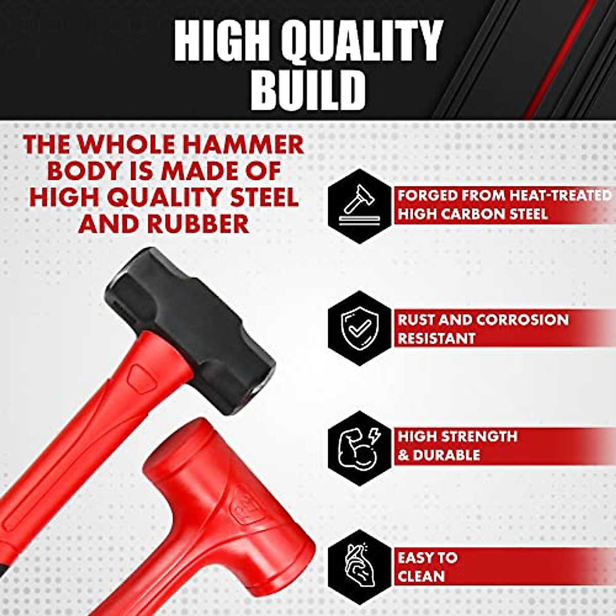 C&T 6-Piece Hammer Set, Fiberglass Handle & Mallet Set, With Shock Reduction Grip, Metal Working | Garage Home Kit | Mechanic Tools | Sledge Hammer | blacksmith Hammer | Ball Peen Hammers | Hand Tools