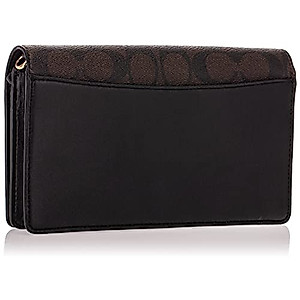 Coach Anna Foldover Crossbody Clutch in Signature Coated Canvas Brown Black