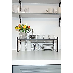 Better House 2 Pack Cabinet Shelf The Ultimate Standing Stackable Space Saving Closet Shelves Steel Frame Rust Resistant Organizer For Your Kitchen Bathroom (Stacked Size L20 x D8.25 x H14.6 in)