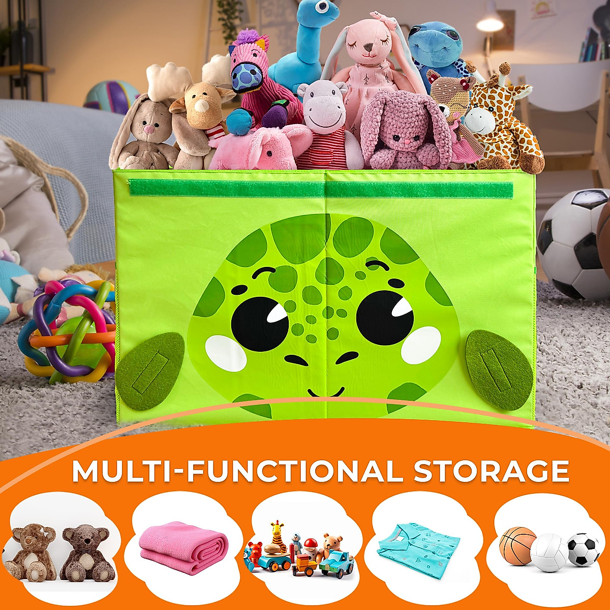 QUOKKA Toy Storage Box Elephant & Toy Storage Box Turtle Playroom Organizers
