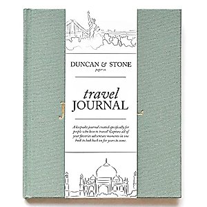 Travel Journal by Duncan & Stone - Sage Green | Travel Planner for Best Friend Gift | Vacation Scrapbook and Photo Album | Congratulations Present for College Graduation or Wedding | Adventure Book for Couples or Boyfriend | World Trip Notebook for Women