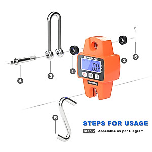 300kg / 660lb Portable Digital Crane Scale with Hooks, High Accuracy Heavy Duty Electronic Hanging Scale for Farm Hunting Fishing Outdoor (Orange)