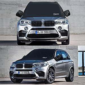 Kayme Windshield Snow Cover, Winter Car Window Covers All Weather Water Snow, Ice, Frost, Dust, Sun Protection with Side Mirror Covers, Fits Most Cars, Trucks, Vans, SUVs Etc. (75 x 57 Inches)