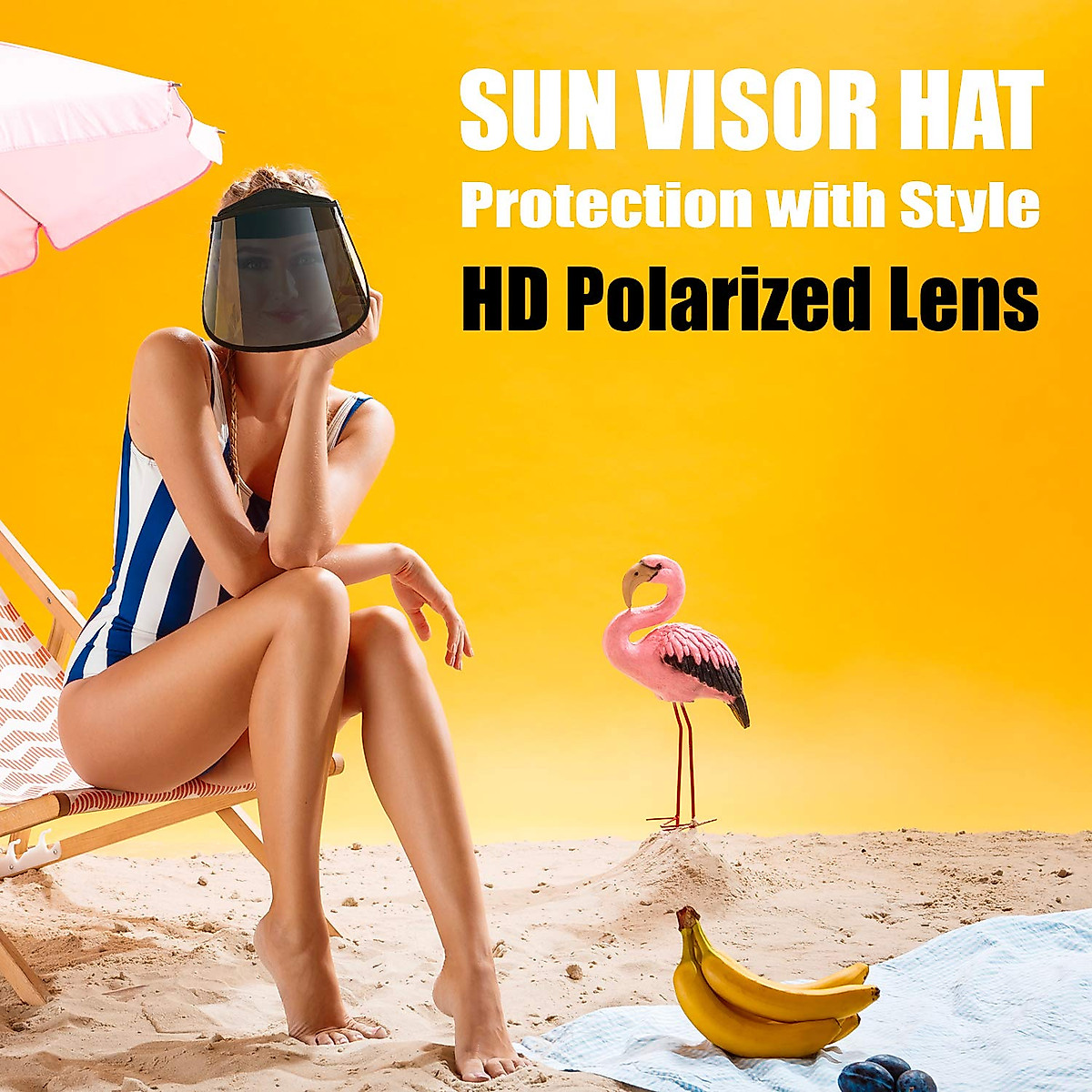 TRIKTON Polarized Sun Visor Hat – UV Protection, Adjustable Bamboo Sweatband, 360° Rotating Lens for Outdoor Sports – Golf, Tennis, Beach, Fishing, Hiking