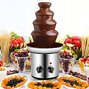 PiscatorZone 3 Tiers Stainless Steel Chocolate Fondue Fountain Easy To Assemble,Perfect For Chocolate, Nacho Cheese, BBQ Sauce, Ranch, Liqueurs