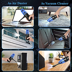 Air Duster & Vacuum 2-in-1, Cordless Electric Compressed Air Blower for Computer Keyboard Cleaning, Portable Handheld Electronics Car Computer Duster, Powerful 77000RPM Motor