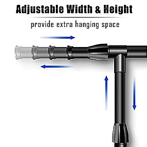 hombani Garment Rack on Wheels with Brakes and Wing Hooks, Industrial Style Rolling Clothing Organizer for Hanging Clothes, Extendable - Black