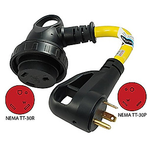 Conntek 15358-EC0RE 1.5FT Ergo Grip Adapter Cord RV TT-30P to TT-30R Cruiser RV Style
