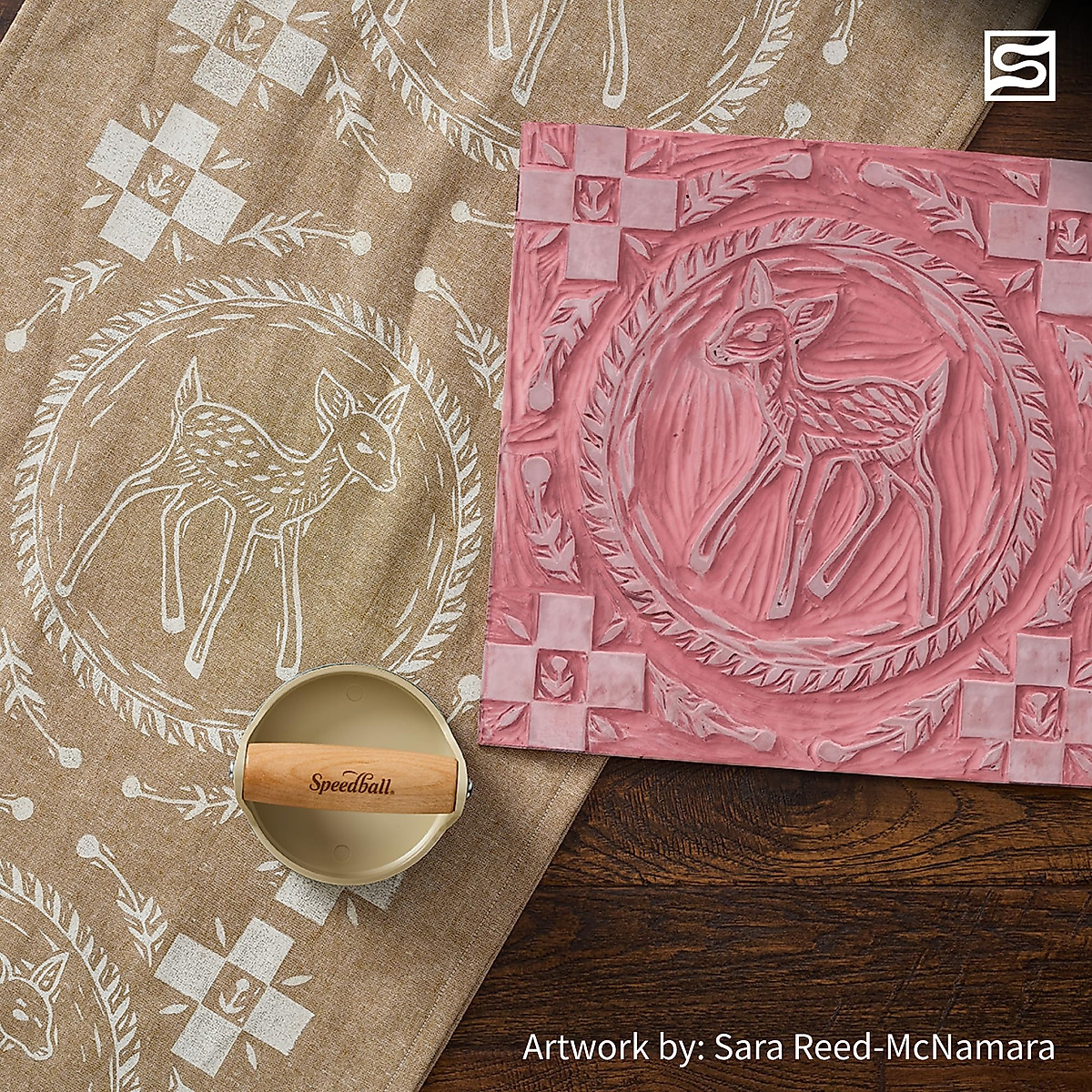 Speedball Block Printing Baren - Comfortable Wooden Handle, Made in the USA - 4 Inches