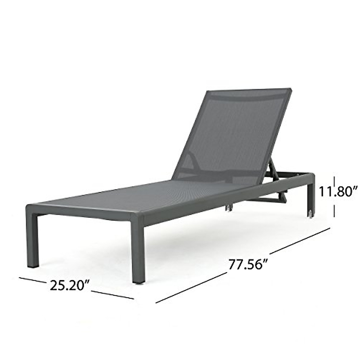Christopher Knight Home Cape Coral Outdoor Aluminum Chaise Lounges with Mesh Seat, 2-Pcs Set, Grey / Dark Grey
