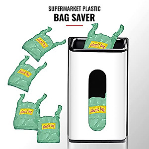 Wall Mount Grocery Plastic Bag Holder and Dispenser for Plastic Bags,LINAN Stainless Steel Bag Saver, Anti-Fingerprints, White