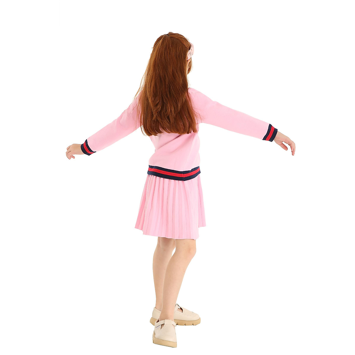 Mud Kingdom Knit Sweater Outfits for Toddler Girls Cute Cherry Pink 4T