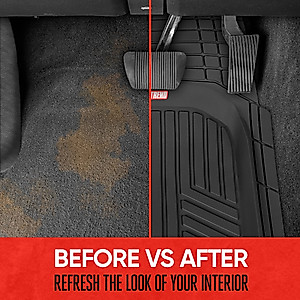 Motor Trend FlexToughXL Floor Mats for Cars Full Set, All-Weather Rubber Automotive Floor Mats, Waterproof Heavy Duty Car Mats, Flexible Floor Liners for Car Truck Van SUV, Car Floor Mats (Black)