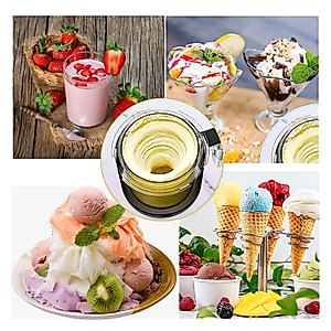 CDOUTSUN 4 Pack Ice Cream Containers Ice Cream Replacement Containers with 4 Colors Lids Airtight Anti-slip Food Container Sets Container Sets with spoon (Blue, Pink, Green, Grey)