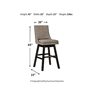 Signature Design by Ashley Tallenger 30" Upholstered Swivel Pub Height Barstool, Set of 2, Light Gray