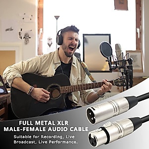 TECKOON XLR Male to Female Microphone Cable, Balanced Mic Patch Cord for Microphones, Mixers, Speakers, DMX Lighting, Studio and Live Applications- 6feet, 2pack