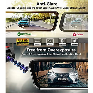 URVOLAX OEM 12" Mirror Dash Cam Voice Control,Car Backup Rear View Mirror Camera with Detached Front Lens,1296P Full HD Digital Rearview Dual Split Screen,Night Vision,Parking Assist,GPS
