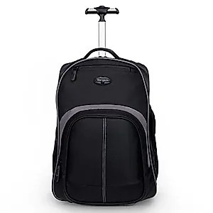 Targus Compact Rolling Backpack for Business, College Student and Travel Commuter Wheeled Bag, Durable Material, Tablet Pocket, Removable Laptop Protective Sleeve for 16-Inch Laptop, Black (TSB750US)