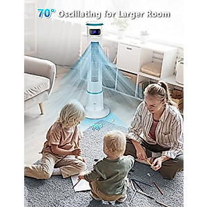 Evaporative Air Cooler - COMFYHOME 3-in-1 Portable Air Conditioner, 4 Modes Cooling Fan, 20Ft Remote & 15H Timer, Quiet Evaporative Cooler, 70° Oscillation,1-Gal Water Tank Room Cooler for Home Office