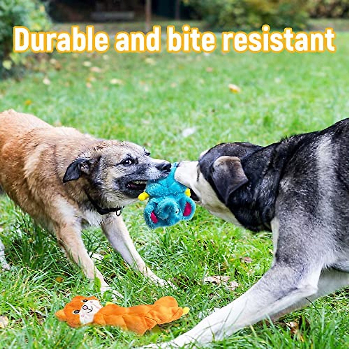 AWOOF Dog Squeaky Toys No Stuffing, Crinkle Dog Toy (Animals)