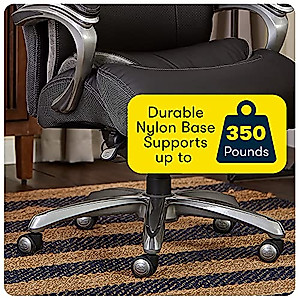 Serta Big and Tall Executive Office Chair with AIR Technology and Smart Layers Premium Elite Foam, Supports up to 350 Pounds, Bonded Leather, Black