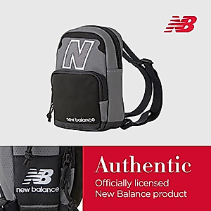 New Balance Mini Backpack, Legacy Micro Travel Bag For Men and Women, Black and Grey, One Size