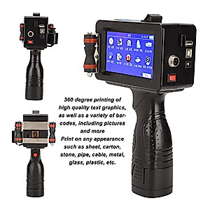 Handheld Inkjet Printer, Clear Image Display Supports 14 Languages Inkjet Printer for Date Label (US Plug)