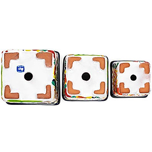 Enchanted Talavera Handmade Mexican Pottery Talavera Ceramic 3 Piece Set Succulent Pot Set Mini Flower Planter Cactus Pot Home Office Desk Décor Gift Small Shelf Desk Window Pottery (Multi-Color)