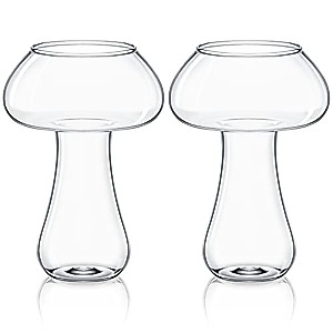 2 Pcs Mushroom Cocktail Glass Creative Martini Mushroom Glass Cup Glass Goblet Drink Cup for Wine Champagne Cocktail Home Bar Party, 260 ml