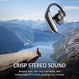 AMINY Bluetooth Headset,Wireless Bluetooth Earpiece Compatible with iPhone/Android Cell Phones,Auriculares Bluetooth Earpiece 28 Hrs Talking Time V5.3 Wireless Headset,Button Depress Version