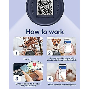 PawsRealm NFC & QR Code Pet ID Tag, Silicone Silent Dog Tag, Cat Name Tag, Personalized Customized Dog Tag, Modifiable Pet Online Profile, Instant Pet Location Alert Email, Anti-Lost Function