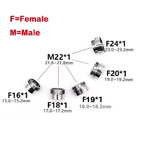 2pcs Metal Faucet Adaptor, TOOLSTAR Tap Aerator Connector Brass Thread Solid Metal Kitchen Tap Connector (20mm Female - 22mm Male)