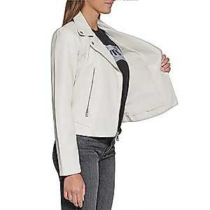 Levi's Women's Faux Leather Asymmetrical Moto Jacket, Oyster, X-Large