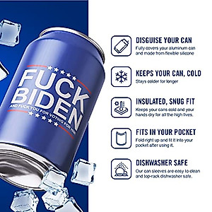 Beersy Silicone Sleeve Beer Can Cover - Insulated Can Sleeve - Novelty Disguise for Outdoor Events, Golf, Parties, Concerts,Tailgating - Hide a Beer To Look Like Soda, Fits 12 oz Cans (Fuck Biden)