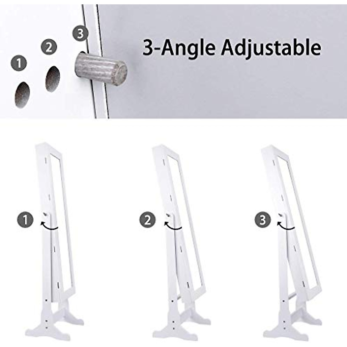 DECOMIL Jewelry Cabinet With Mirror, LED Lights, Jewelry Armoire Organizer with Mirror, Large Storage 57" Tall Mirrored Armoire Box, Modern, Pure White