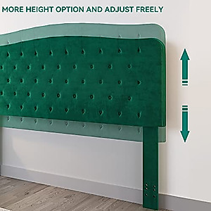 YITAHOME Upholstered Headboard, Velvet Tufted Upholstered Queen Headboard with Diamond Tufted, Full/Queen - Peacock Green