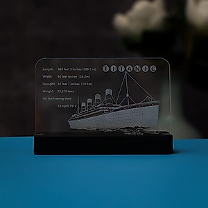 Kyglaring Glowing Clear Acrylic Name Plate with Power Base Designed for Lego Creator Expert 10294 Titanic Building Set Sign Display