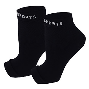 Different Touch 2 Pairs Plantar Fasciitis Pain Relief Socks, Neuropathy Socks, Ankle Compression Socks for Women Men (as1, alpha, s, m, regular, regular, Black)