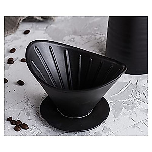 Ceramic Pour Over Coffee Maker, V60 Dripper & Decanter, Hand Brewer Durable Pot, Cone Funnel Coffee Drip with Black Coffee Filter Pot 1-2 Cup