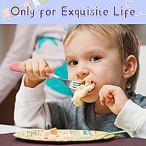 BHUIJNY 12Pcs Toddler Forks,Stainless Steel Toddler Utensils Baby Forks,Kids Forks Children's Cutlery for Self Feeding,BPA Free Kids Metal Forks with Round Handle for Boys Girls Dining,Dishwasher Safe