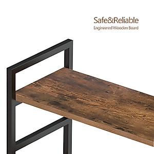 Tohomeor 7-Shelf Corner Bookshelf Freestanding Large Modern Corner Bookcase 7-Tier Tall Corner Shelf Storage Display Rack with Metal Frame for Living Room Home Office (Rustic Brown, 7 Tier)