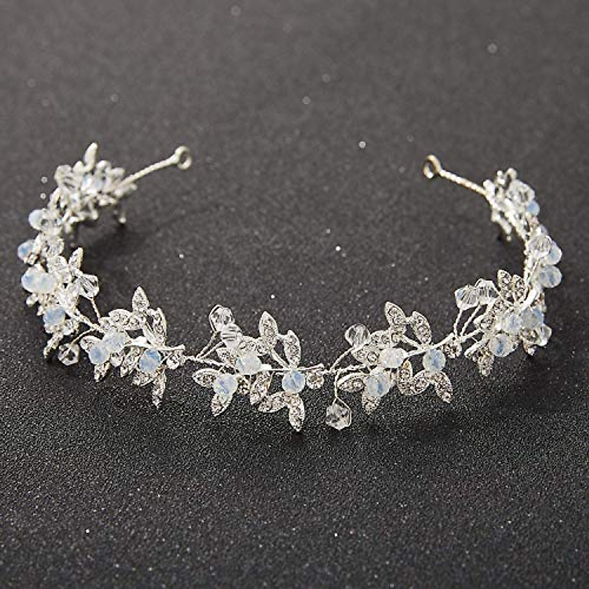 SWEETV Silver Rhinestone Wedding Headband Tiara Crystal Headpiece Bridal Hair Accessories for Bride Women