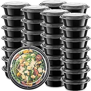 50-Pack meal prep Plastic Microwavable Food Containers Bowls for meal prepping with Lids (28 oz.) Black Reusable Storage Lunch Boxes -BPA-Free Food Grade -Freezer & Dishwasher Safe. - PREMIUM QUALITY