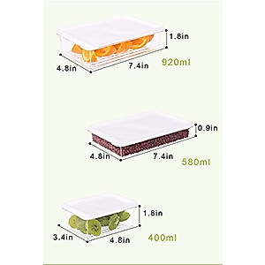 JCXivan 4 Refrigerator Organizer Bins with Lids , Meal Prep Containers Reusable, Food Storage for Kitchen Fridge Organizing Sliced Cheese,Fruit,Bacon, Plastic Stackable ,White+Clear