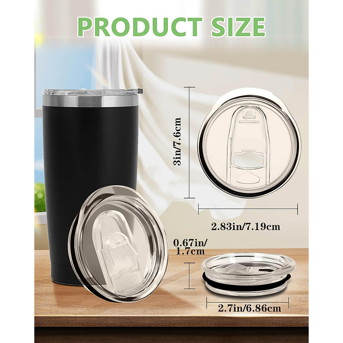 JELIEE 8 Pcs 20oz Skinny Replacement Lids Gray Tumbler Replacement Lids Spill Proof Splash Resistant Covers Replacement Classic Stainless Steel Tumblers lids for Tumbler Cups