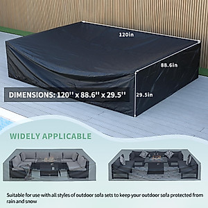 NICESOUL® Patio Furniture Cover, Premium Black and Silver Outdoor Sofa Cover, Heavy Duty 210D Waterproof Material, Rectangular Universal Fit for Patio Conversastion Sofa Set (120" x 88.6"x 29.5")